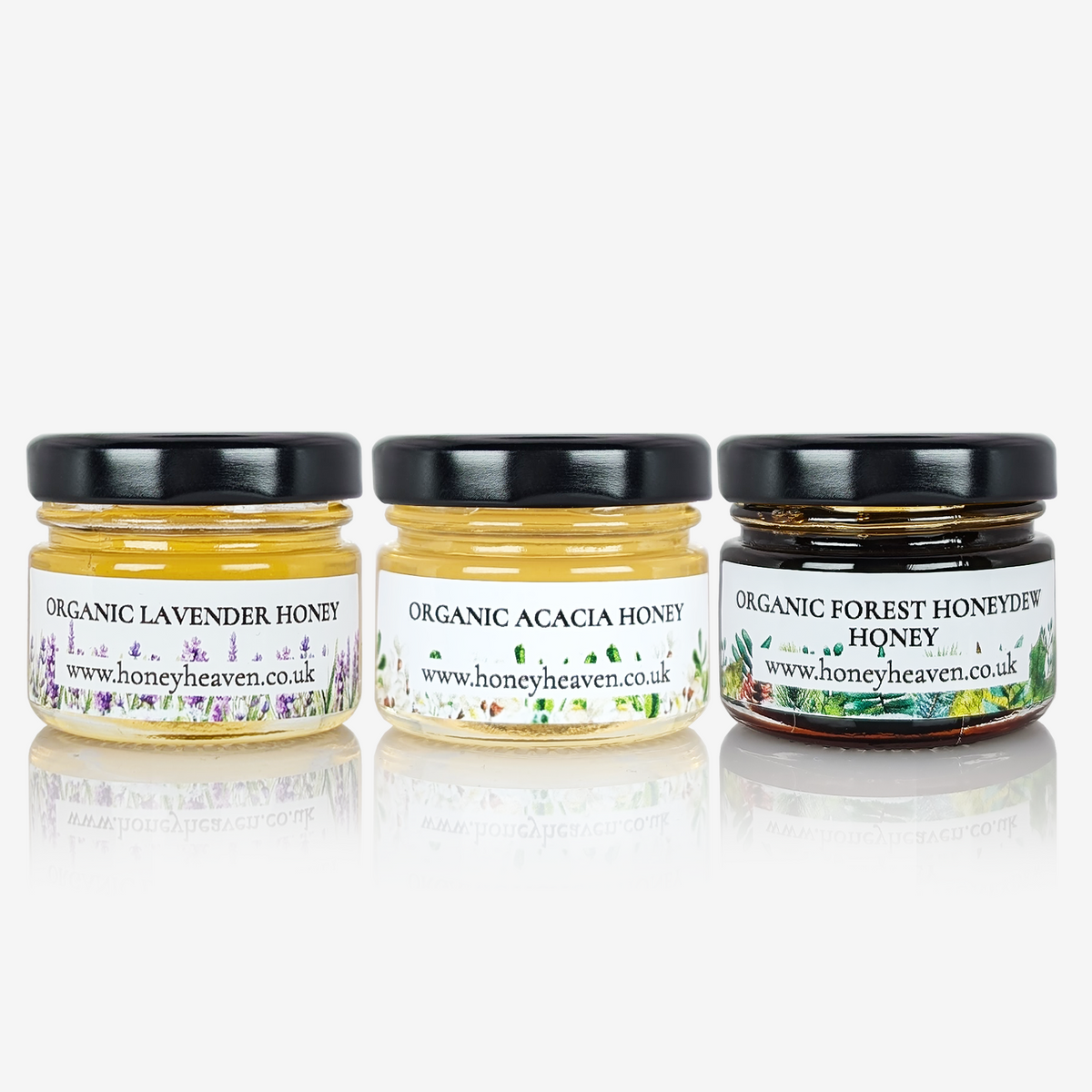 Pure Honey Gift Set Of 3 40g Min Jars With Serving Spoon