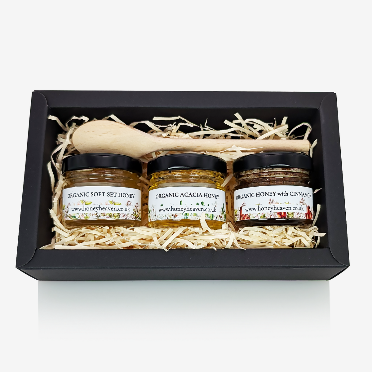 Pure Honey Gift Set Of 3 40g Min Jars With Serving Spoon
