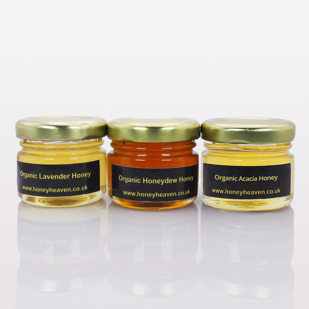 Pure Honey Gift Set Of 3 40g Min Jars With Serving Spoon